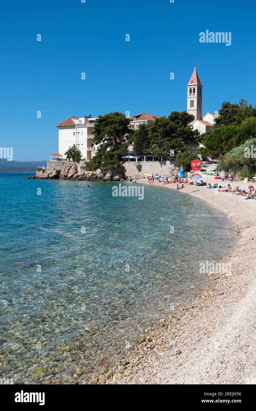 View of Martinica beach near Bol on Brac Island in Croatia, with people ...