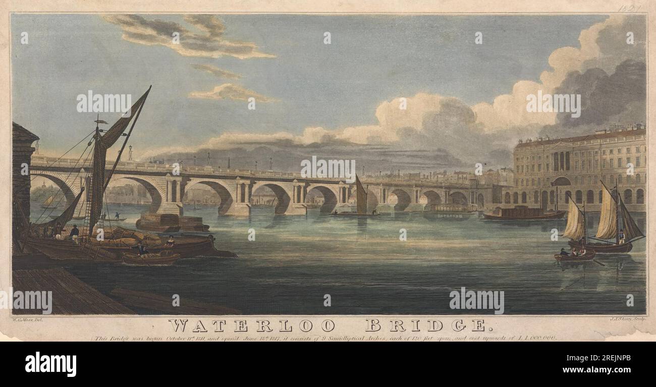 Waterloo Bridge circa 1820 by John Shury Stock Photo - Alamy