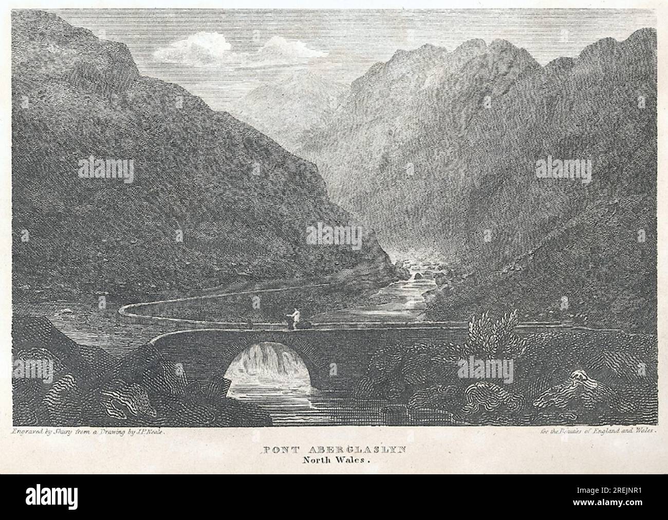 Pont Aberglaslyn, North Wales 1814 by John Shury Stock Photo - Alamy