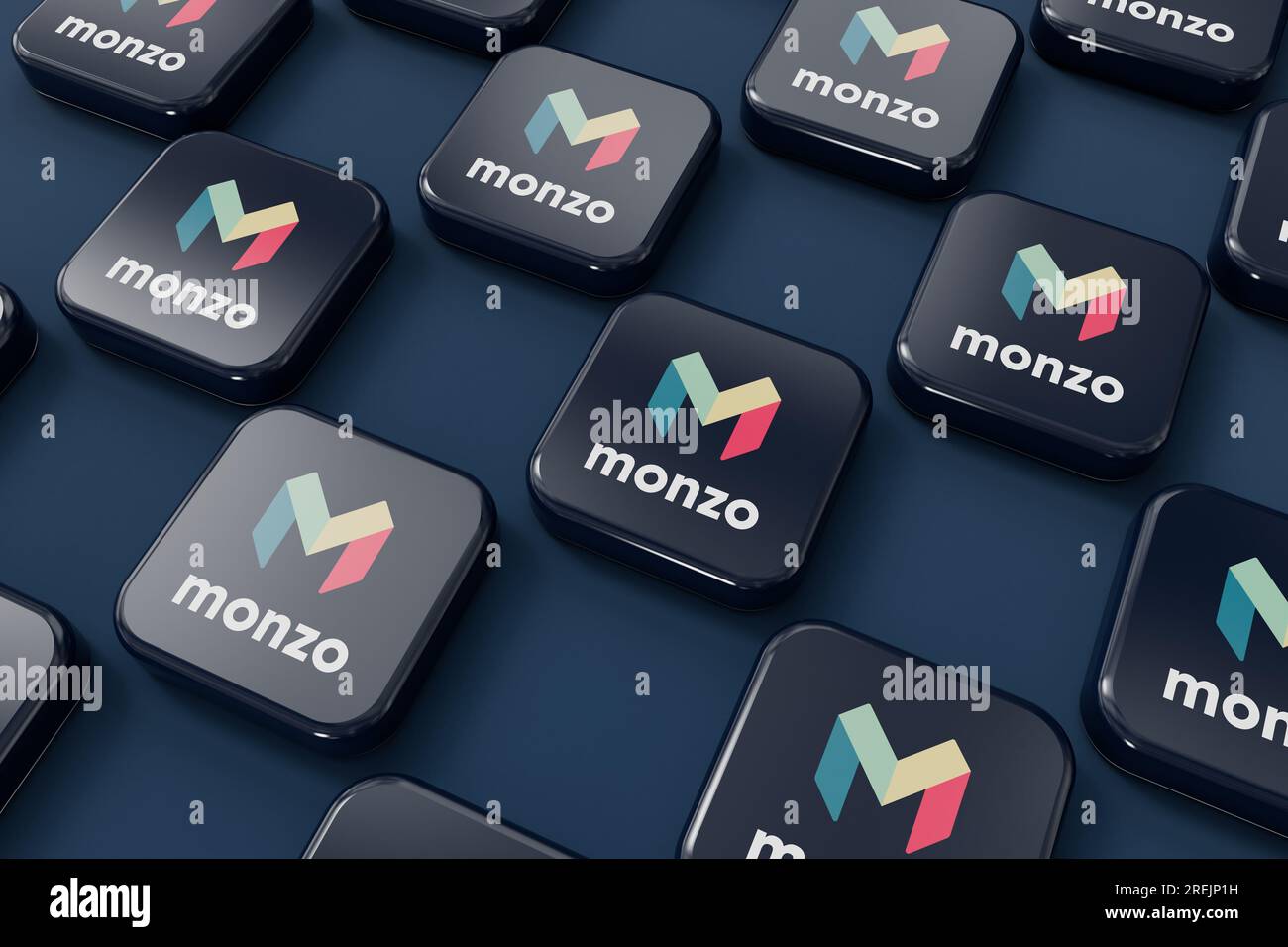 LONDON, UK - July 2023: Monzo bank company logo. 3D Rendering Stock ...