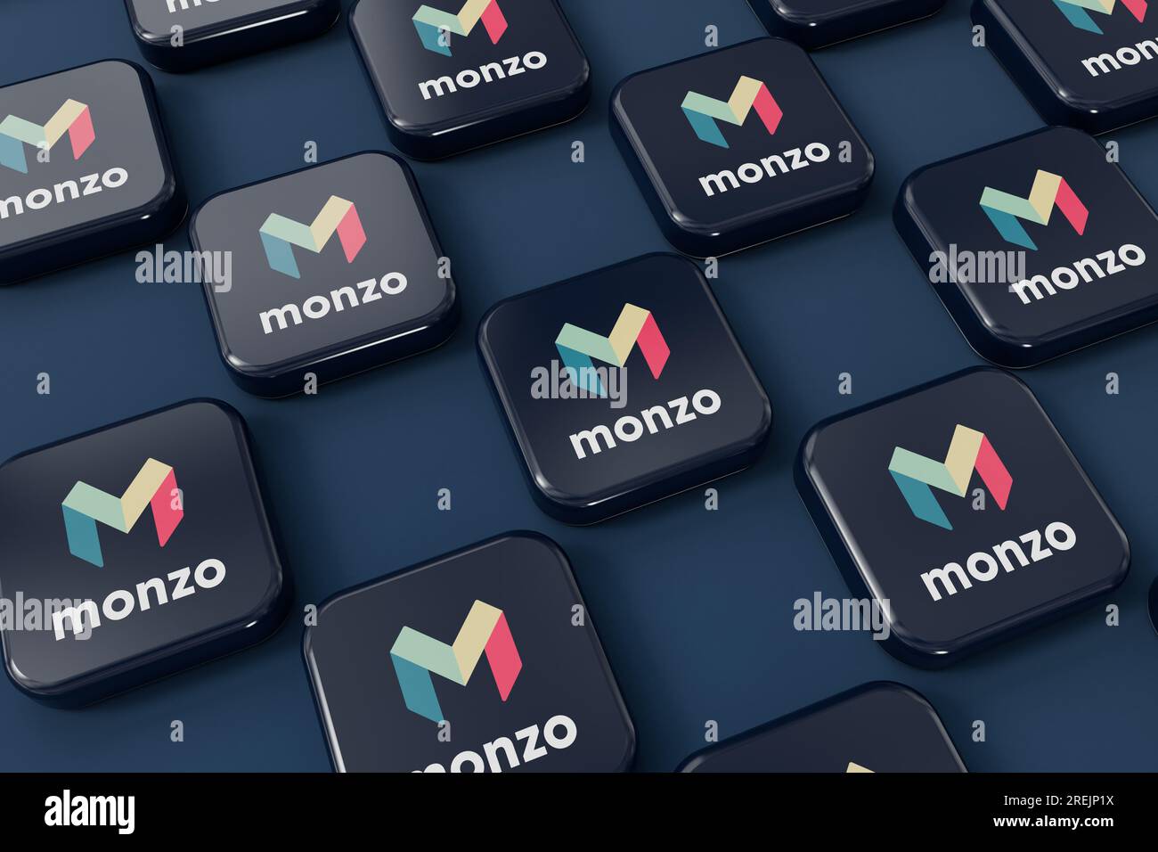 LONDON, UK - July 2023: Monzo bank company logo. 3D Rendering Stock ...