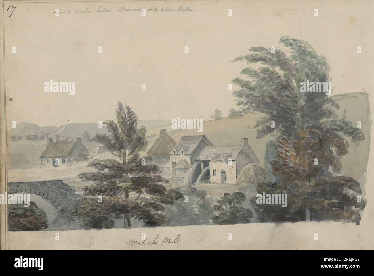 Meloch Mill 1805 by Moses Griffith Stock Photo - Alamy