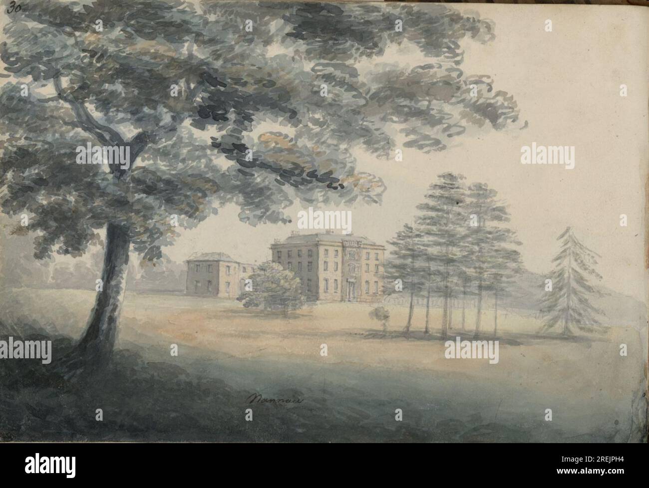 Nannau House 1805 by Moses Griffith Stock Photo - Alamy