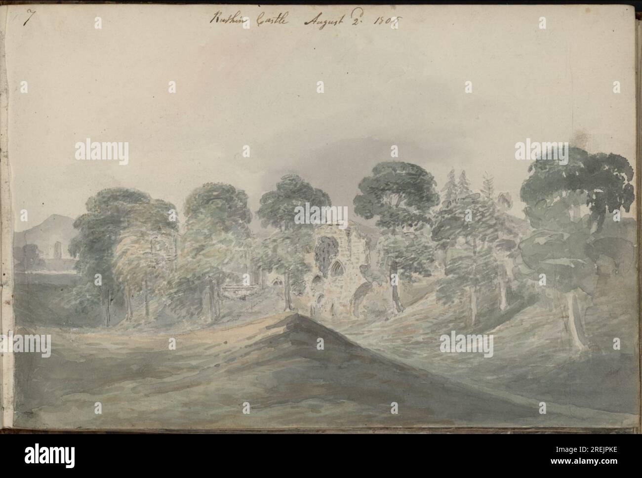 Ruthin Castle 1805 by Moses Griffith Stock Photo - Alamy