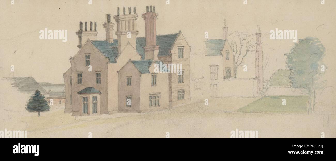 Watercolour of large house 1805 by Moses Griffith Stock Photo - Alamy