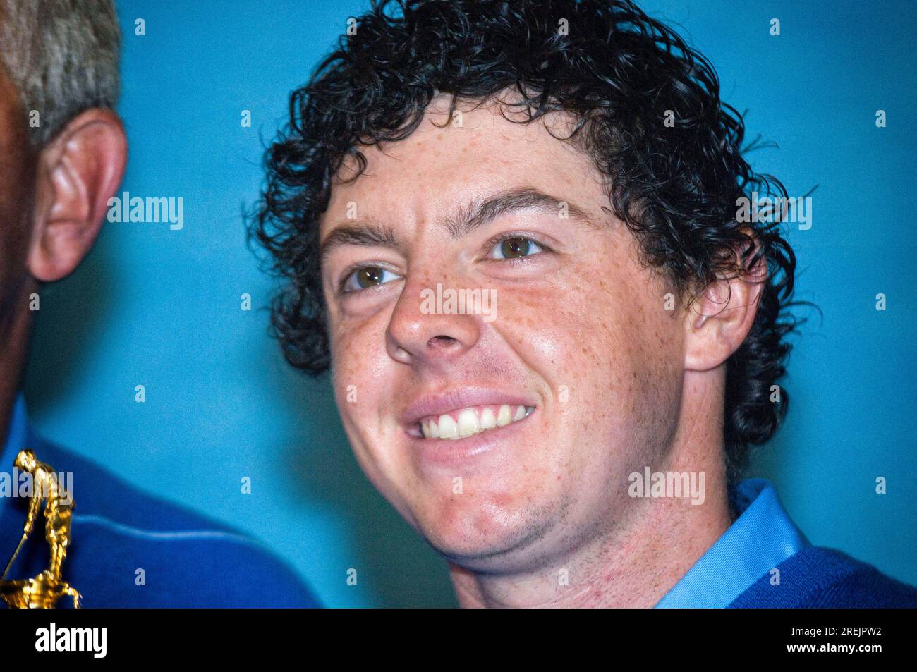 Rory McIlroy of Team Europe poses for the media area of the 2010 Ryder ...