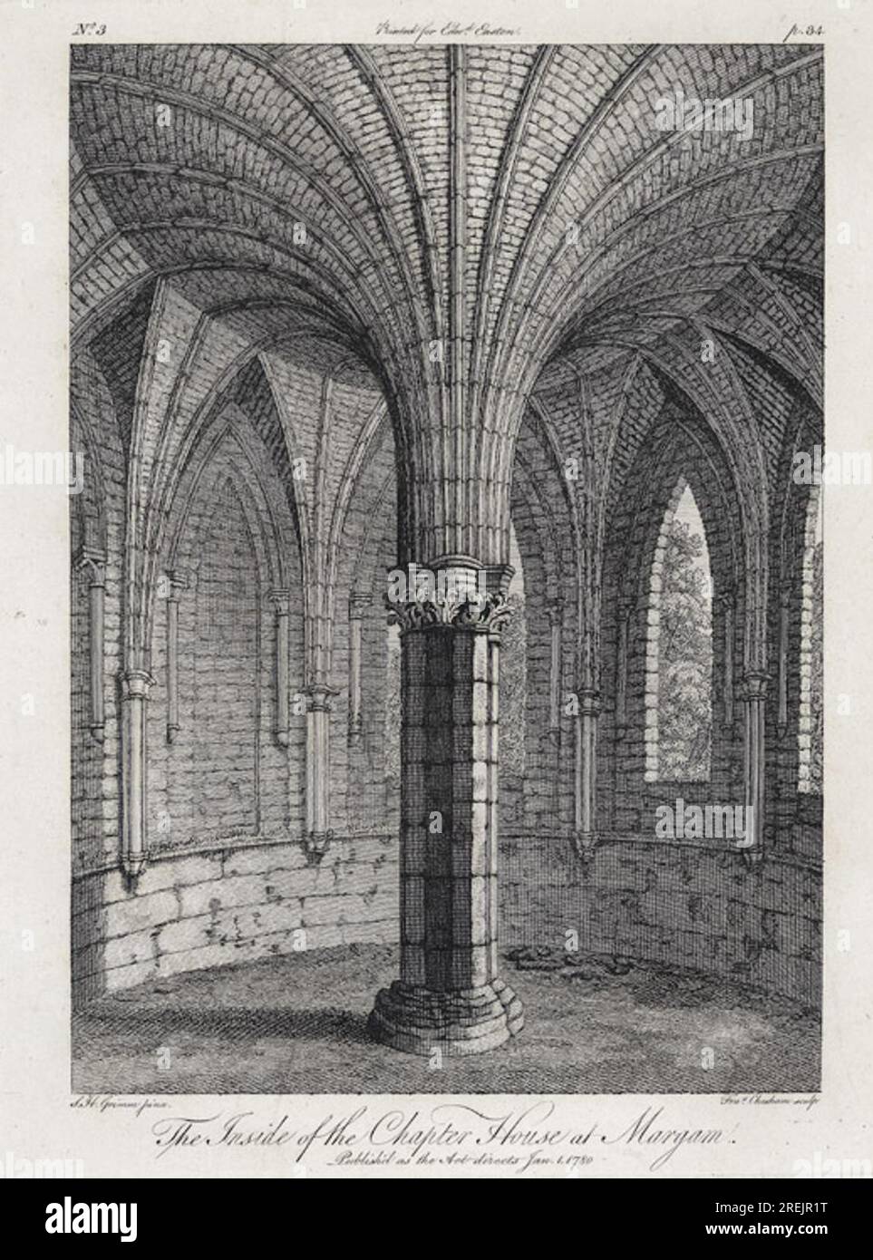 The inside of the chapter house at Margam 1780 by Francis Chesham Stock ...