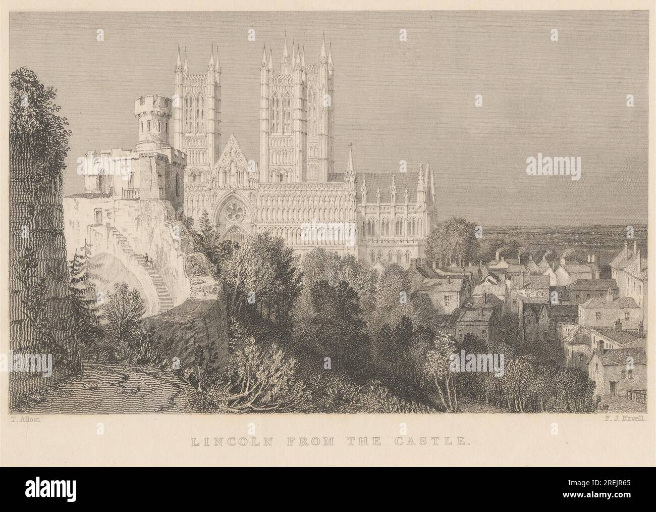 Lincoln from the Castle circa 1836 by Frederick James Havell Stock ...