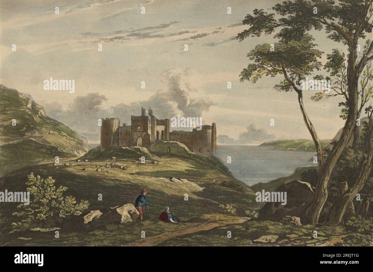 Manorbeer Castle, Pembrokeshire 1830 by Henry Pyall Stock Photo - Alamy