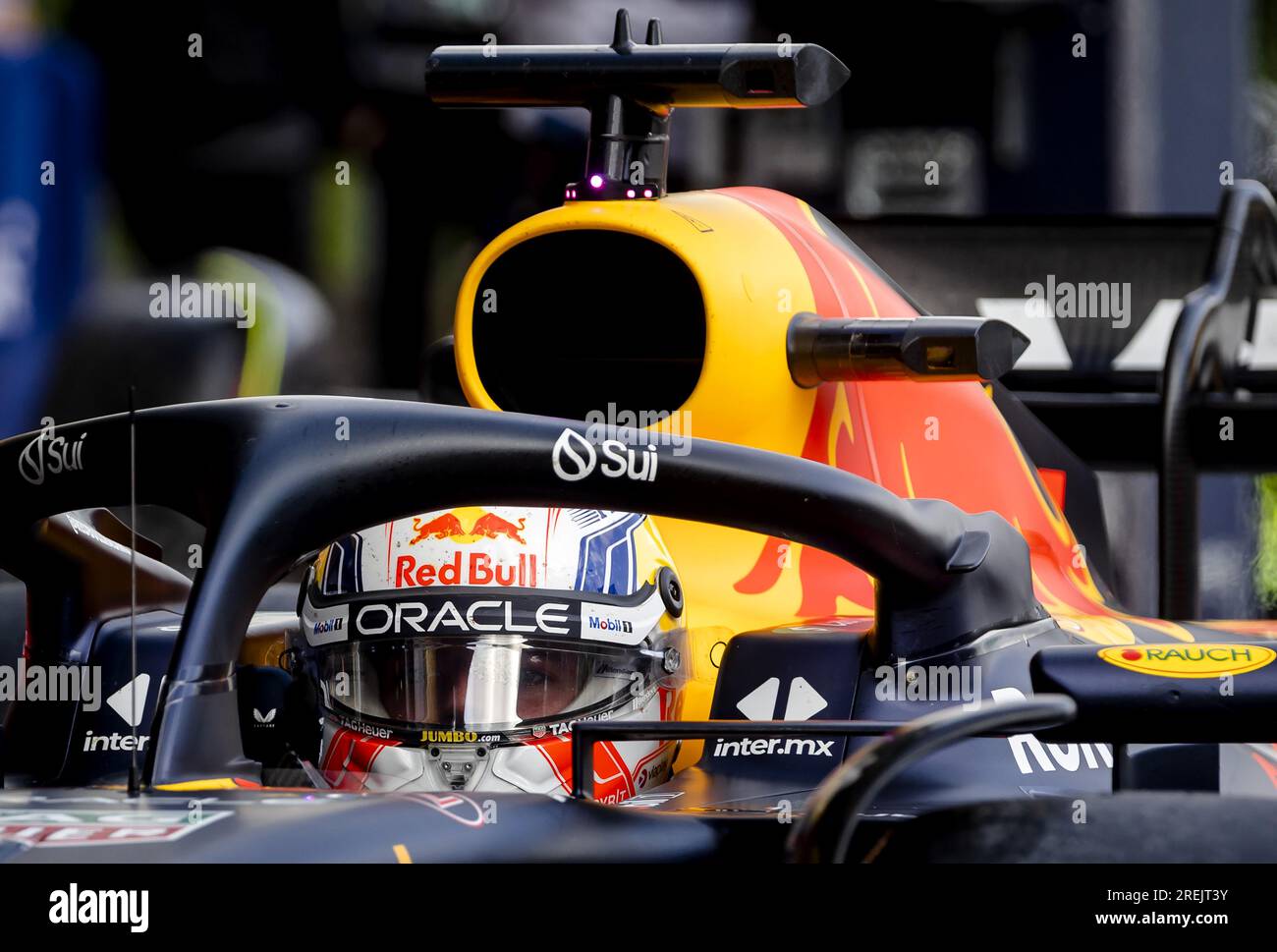 SPA - Max Verstappen (Red Bull Racing) after qualifying at the Circuit de Spa-Francorchamps for ...
