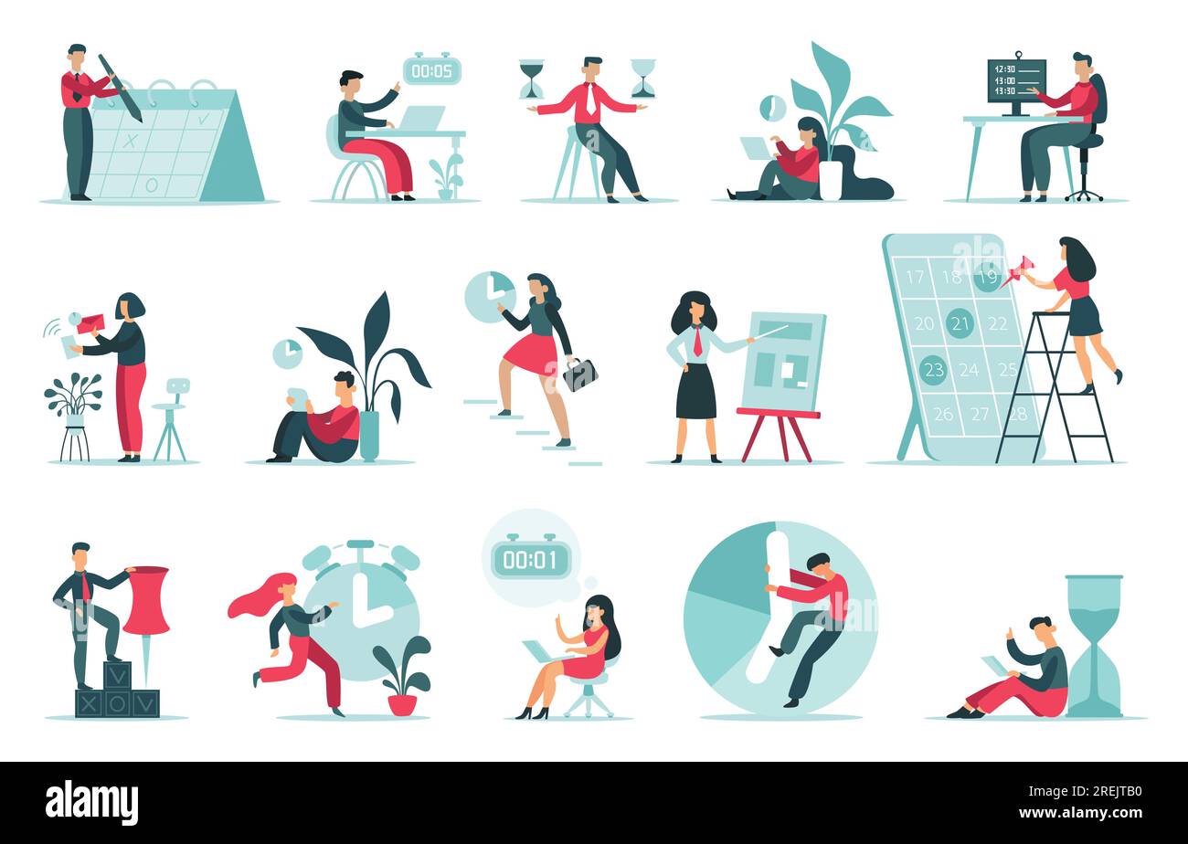 Schedule planning. Work timing strategy, office people planning work ...