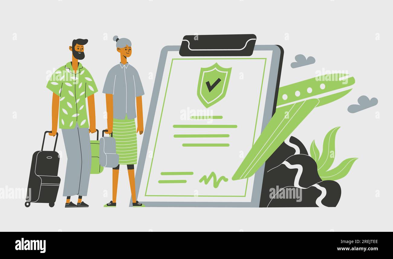 Travel Insurance Illustration concept, protect baggage and health ...