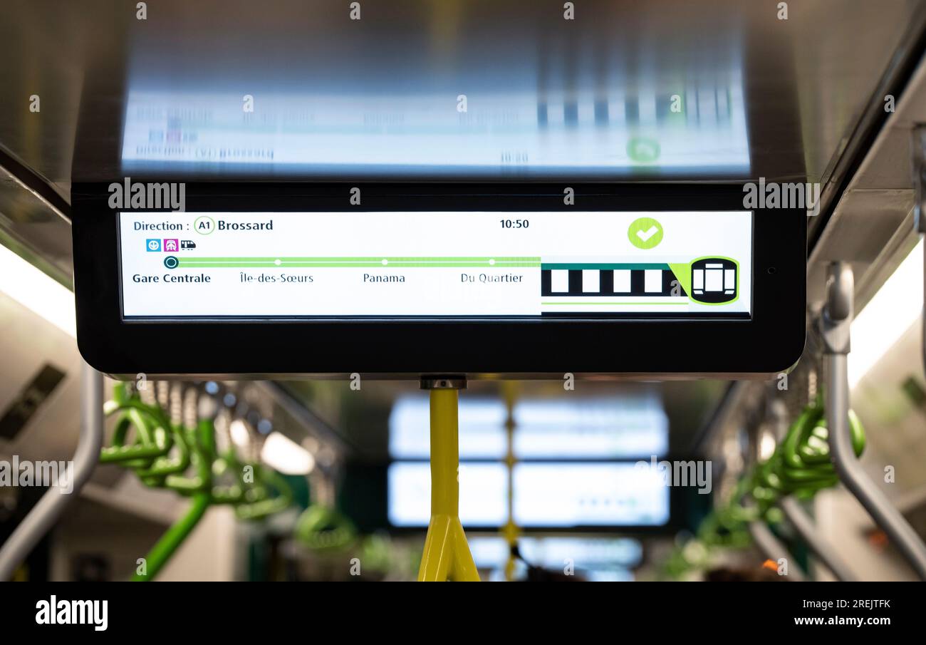 Montreal, Canada. 28th July, 2023. A sign inside the Reseau express ...