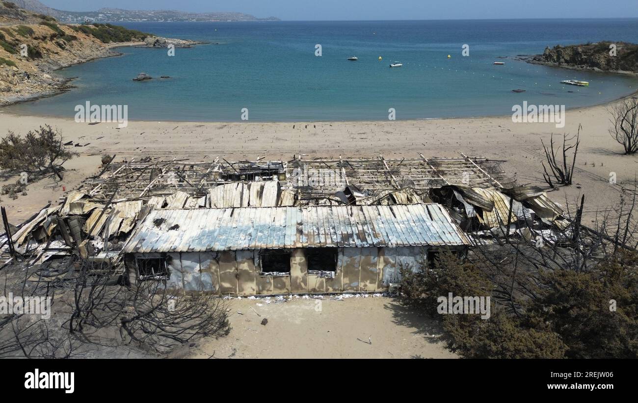 Abandoned beaches at hotel resorts hit by a fire near the town of ...