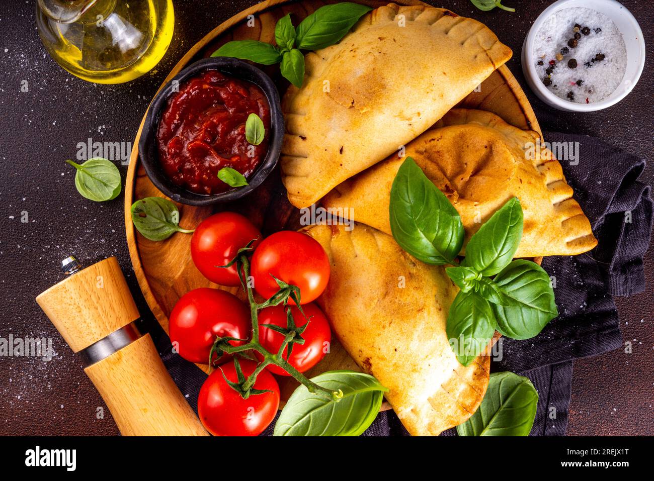 Homemade patty pies, baked pastries with meat or vegetables. Italian ...