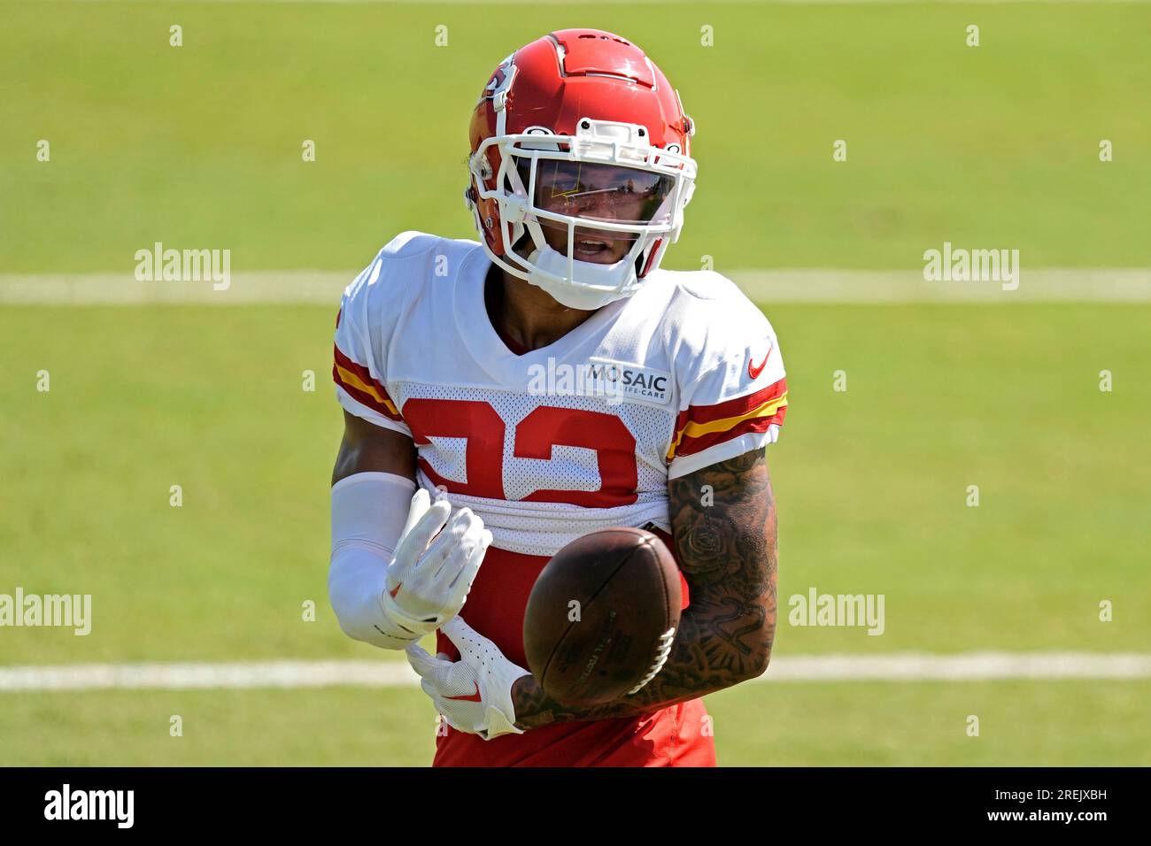 Kansas City Chiefs cornerback Trent McDuffie catches a ball during NFL ...
