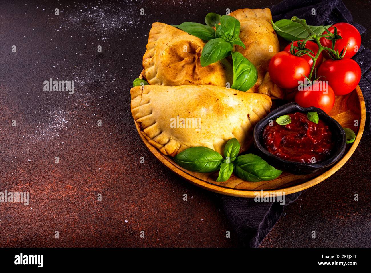 Homemade patty pies, baked pastries with meat or vegetables. Italian ...