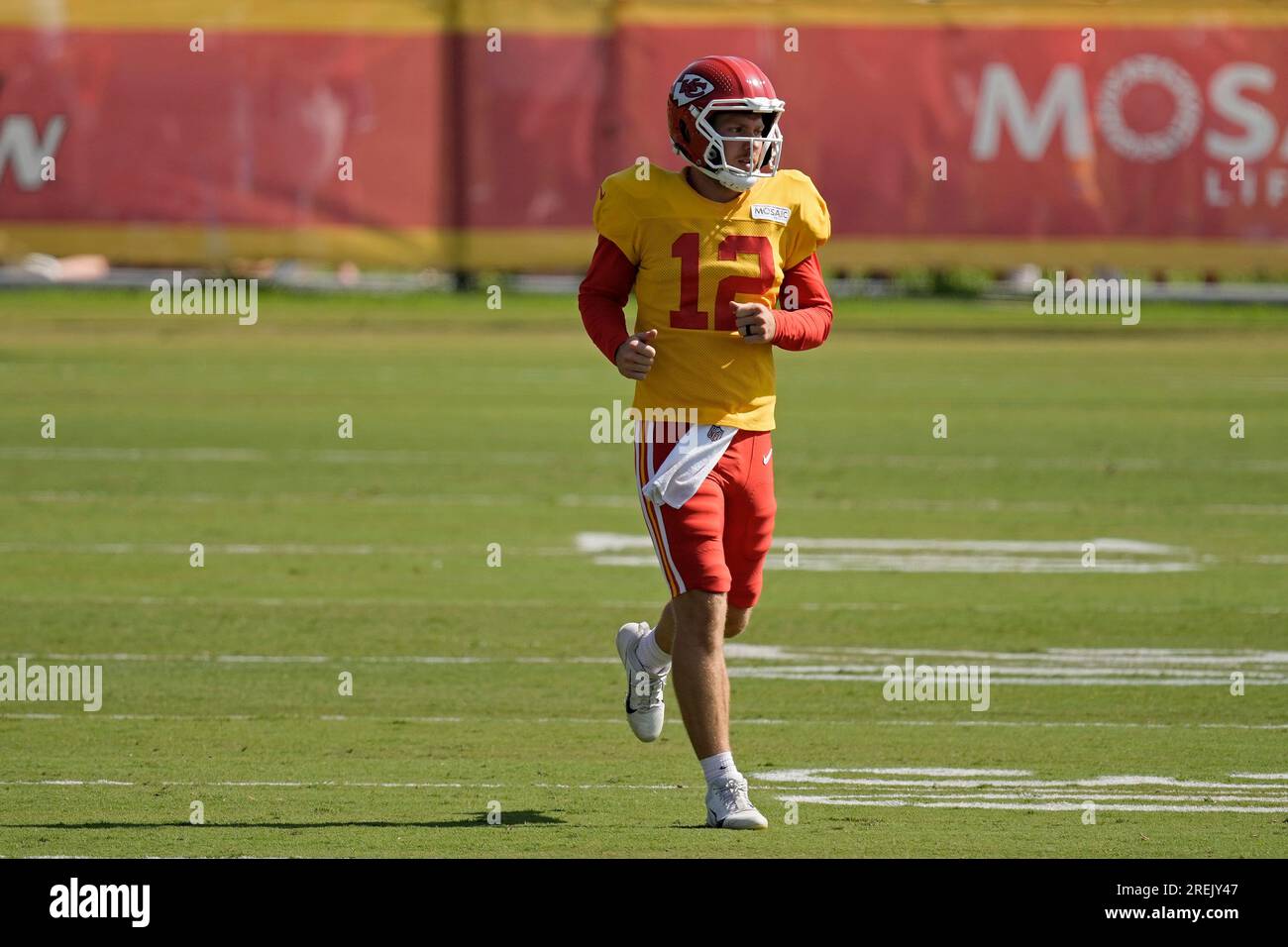 Kansas City Chiefs quarterback Shane Buechele runs during NFL football ...