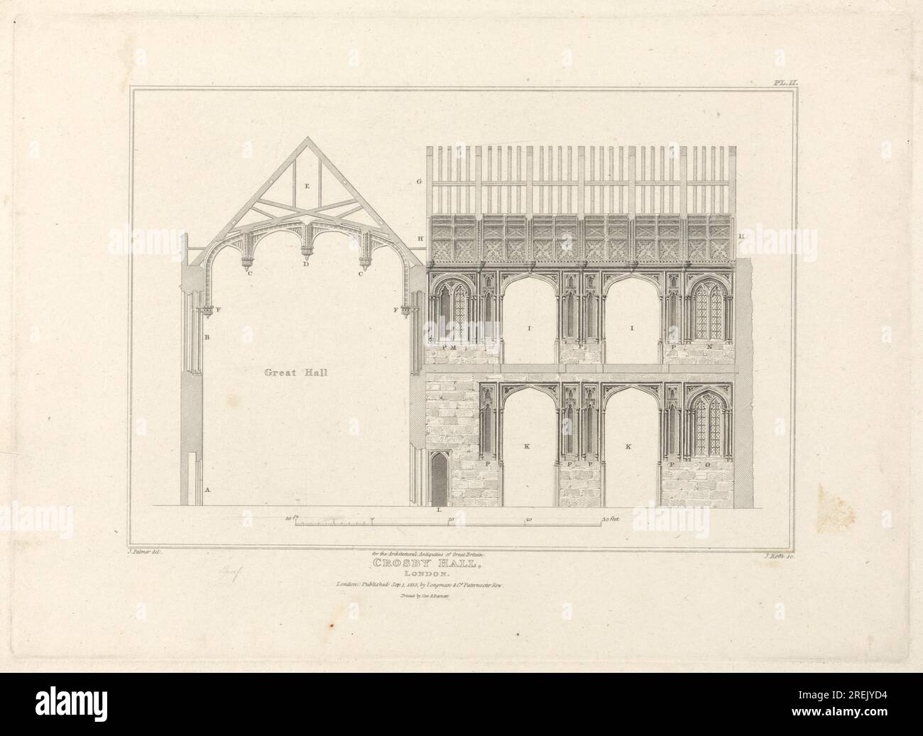 Crosby Hall, London 1813 by John Roffe Stock Photo - Alamy