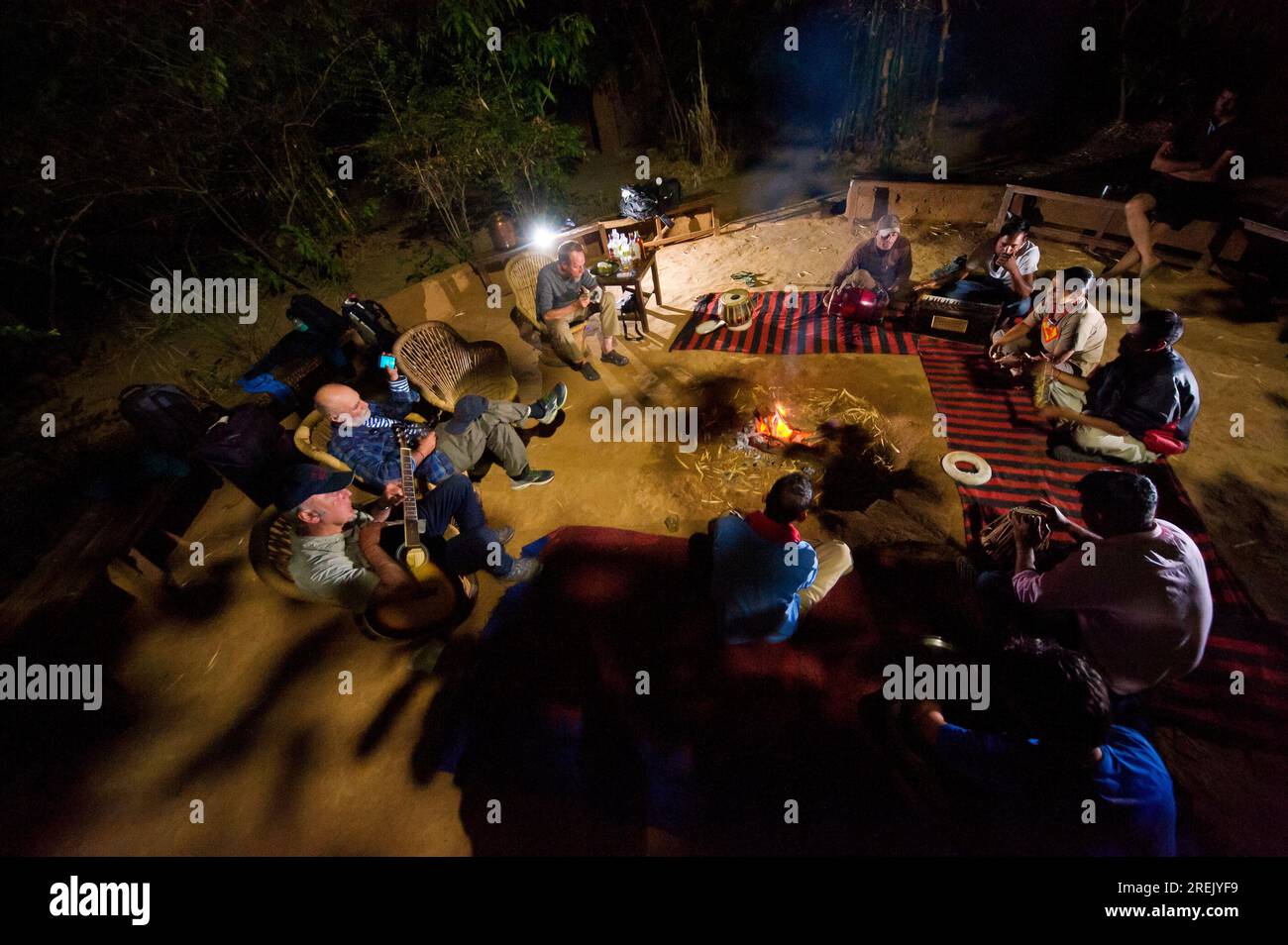 Indian people performing traditional songs at Kotabagh Kyari Syat Camp ...