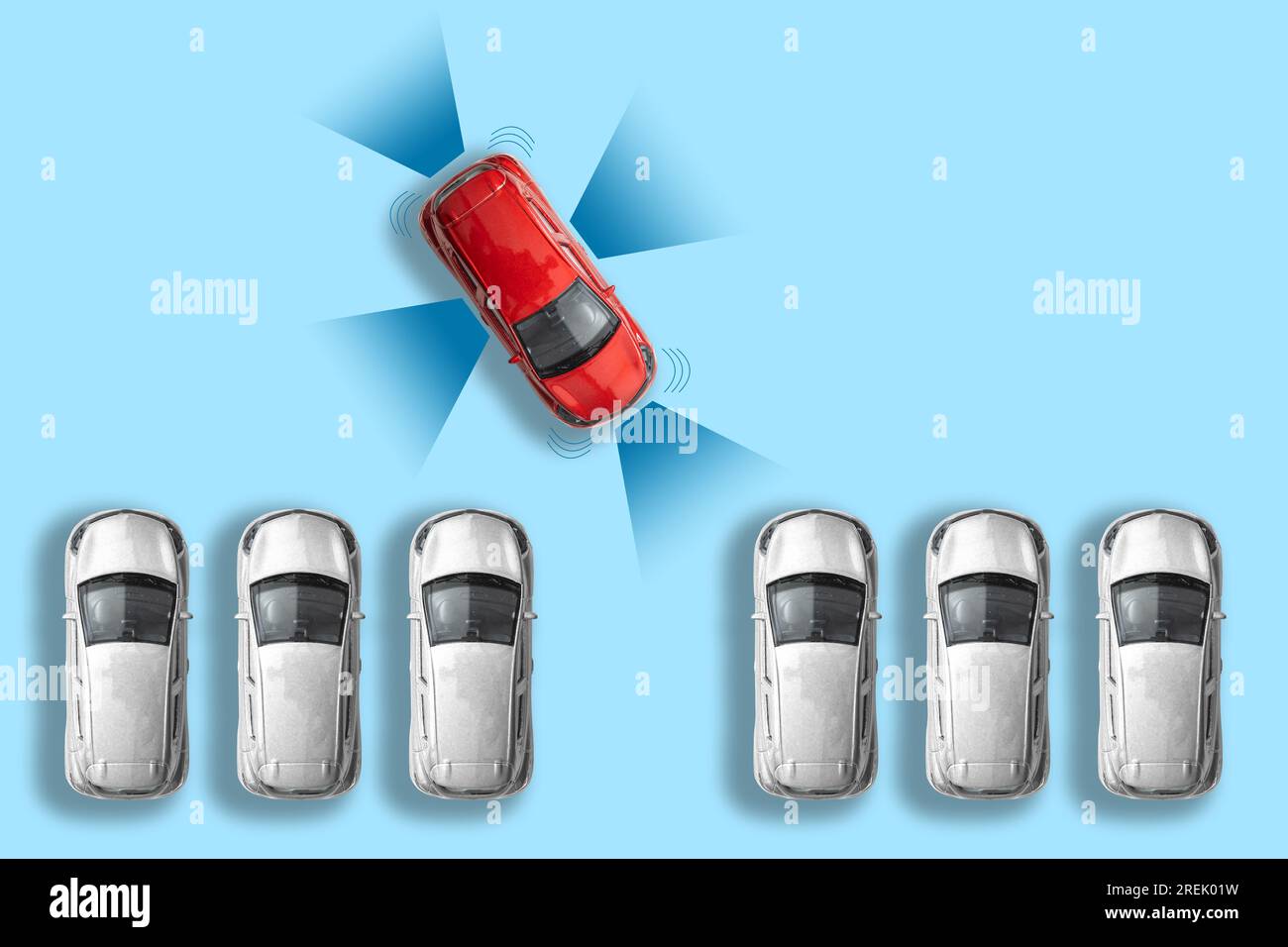 Aerial view car parking lot row in condominium on asphalt road ...