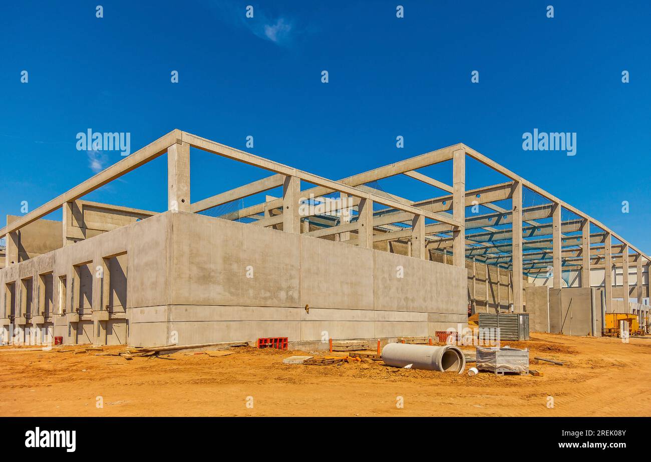 Construction site with precast concrete parts Stock Photo - Alamy