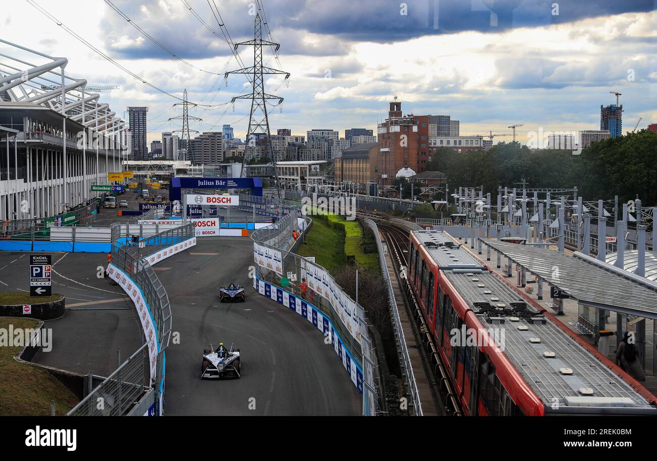 Jaguar TCS Racing’s Sam Bird followed by Maserati MSG Racing’s ...
