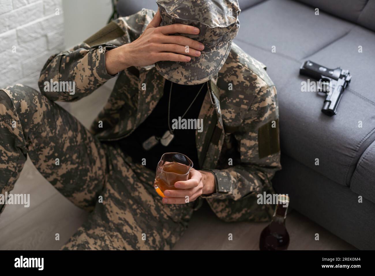 Alcoholism, sad depressed asian young man refuse, push alcoholic ...