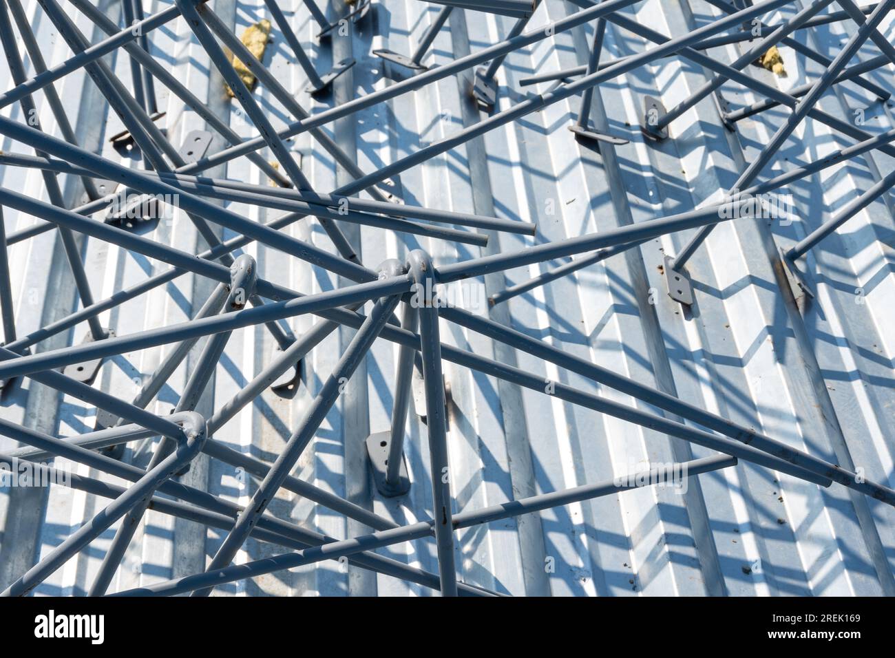 Metal fences for installation on the roof. Metal railings. Safety ...