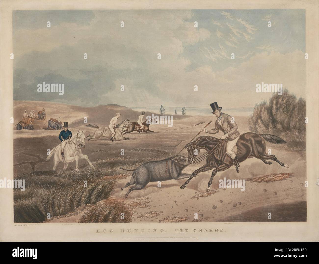 Hog Hunting: The Charge circa 1840 by Samuel William Fores Stock Photo ...