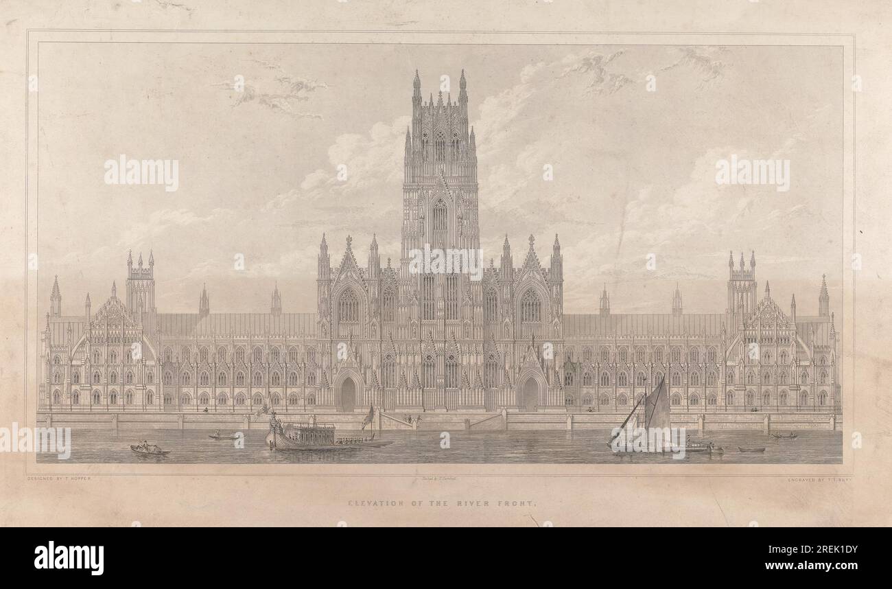 Elevation of the River Front circa 1835 by Thomas Talbot Bury Stock ...