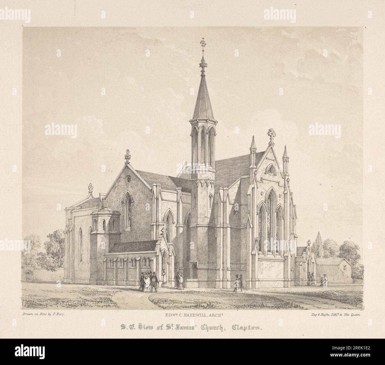South East View of St. Jame's Church, Clapton by Thomas Talbot Bury ...
