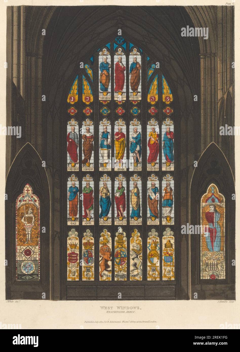 West Windows, Westminster Abbey 1812 by Joseph R. Hamble Stock Photo ...