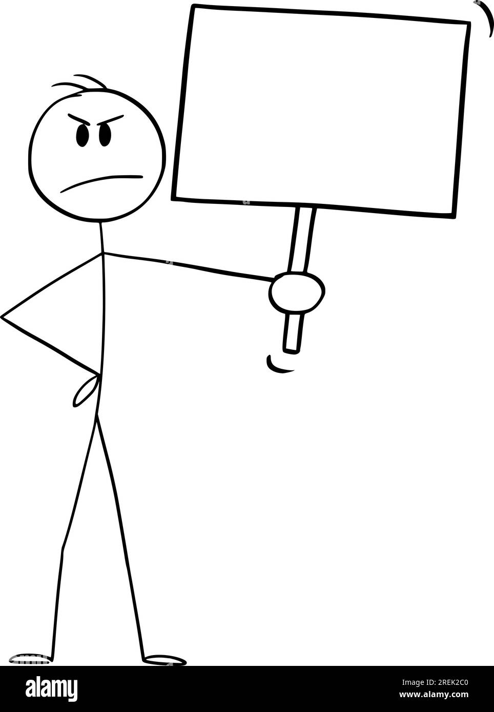 Angry Person Holding Empty Sign , Vector Cartoon Stick Figure ...