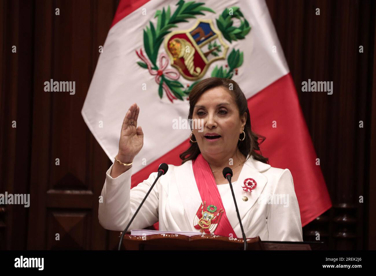 Peruvian President Dina Boluarte delivers her first annual address to ...