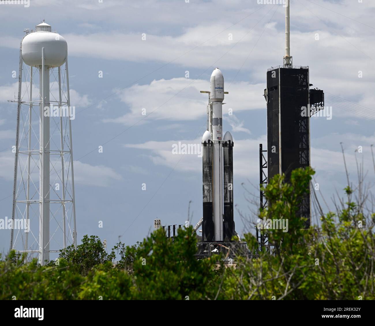 A SpaceX Falcon Heavy rocket is prepared to launch the Jupiter 3 ...