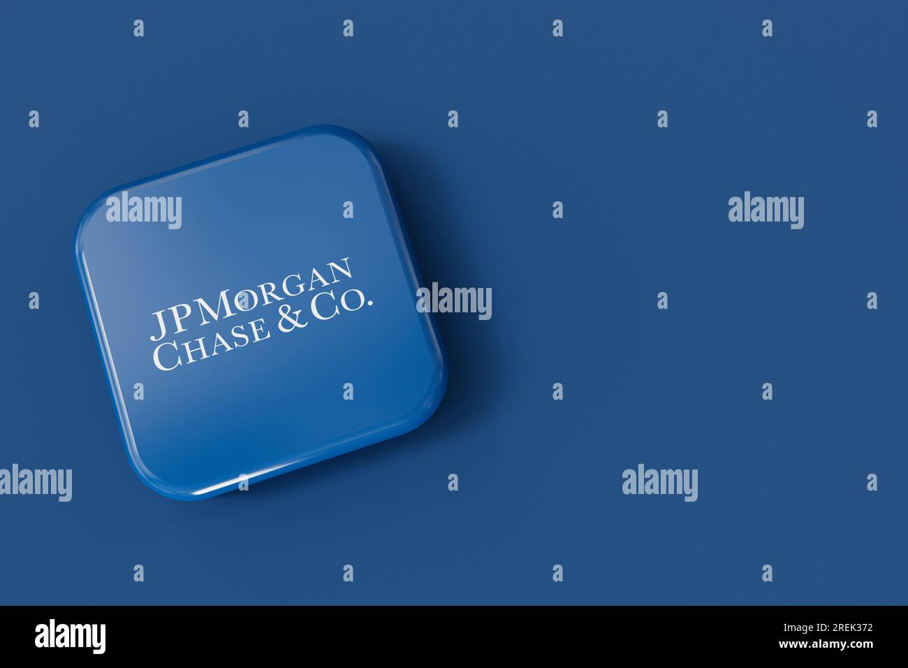 LONDON, UK - July 2023: JP Morgan Chase bank company logo. 3D Rendering ...