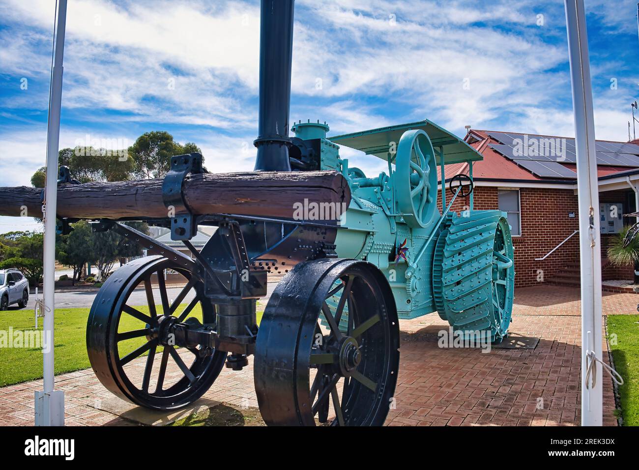 Front side of a vintage restored steam ploughing engine, built in 1889 ...