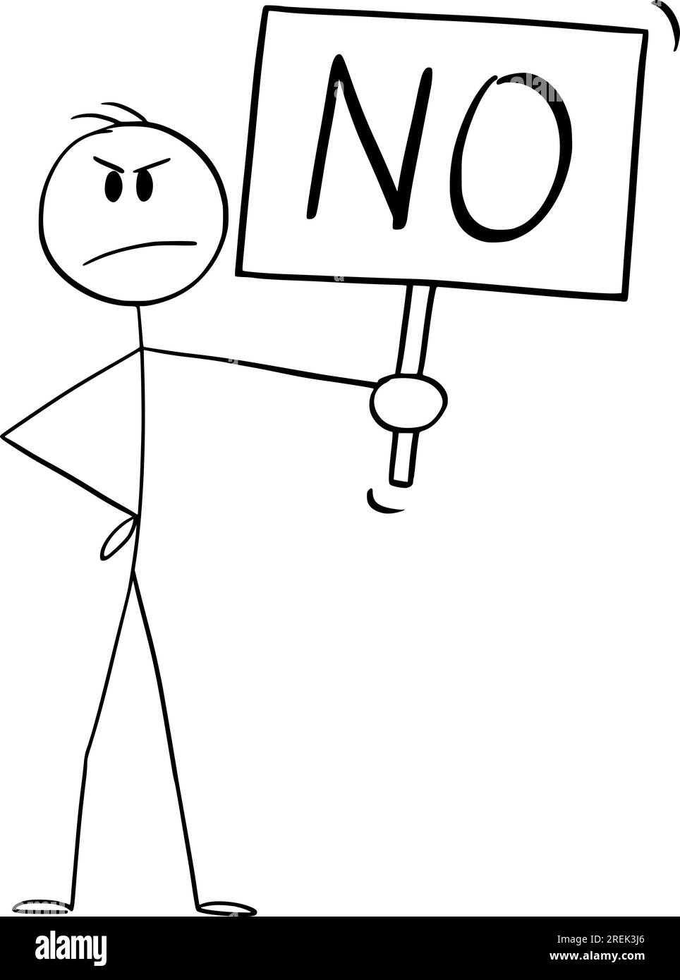 Negative person holding no sign , vector cartoon stick figure or ...
