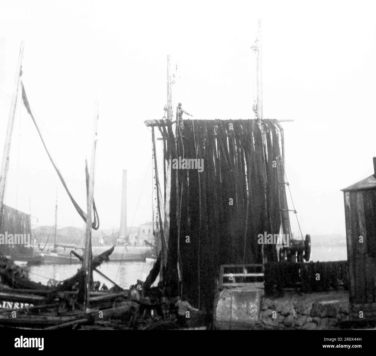 Drying of fishing nets Black and White Stock Photos & Images - Alamy