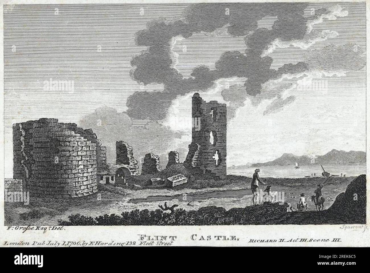 Flint Castle 1790 by Samuel Sparrow Stock Photo - Alamy