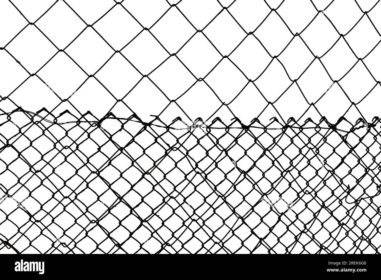 The texture of the metal mesh on a white background. Torn steel, metal ...