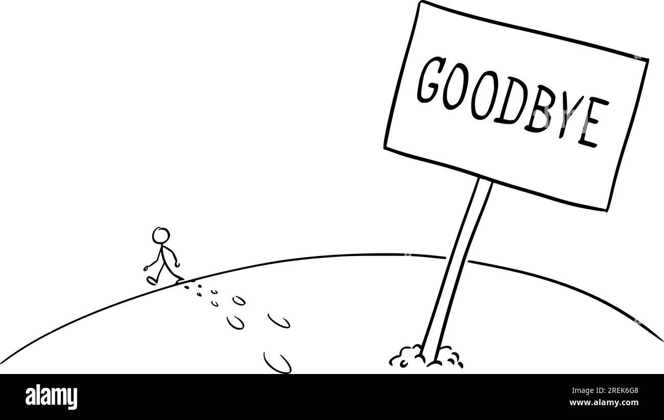 Unhappy Person Leaving or Walking Away with goodbye, Vector Cartoon ...