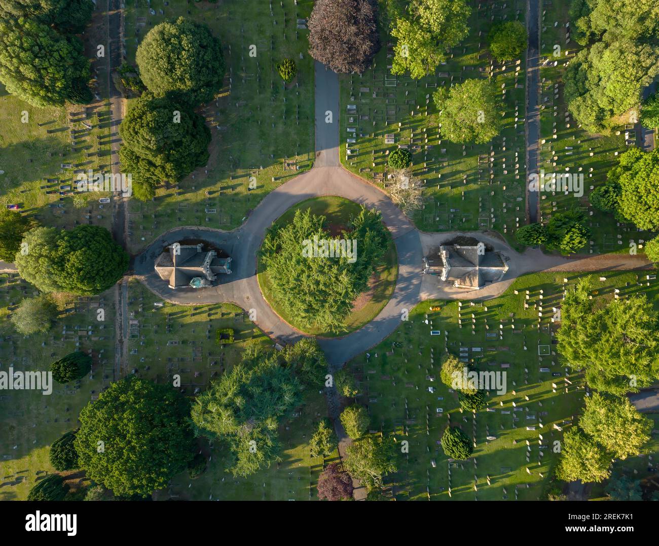 An aerial view of the 1st Cemetery in Ipswich, Suffolk, UK Stock Photo ...
