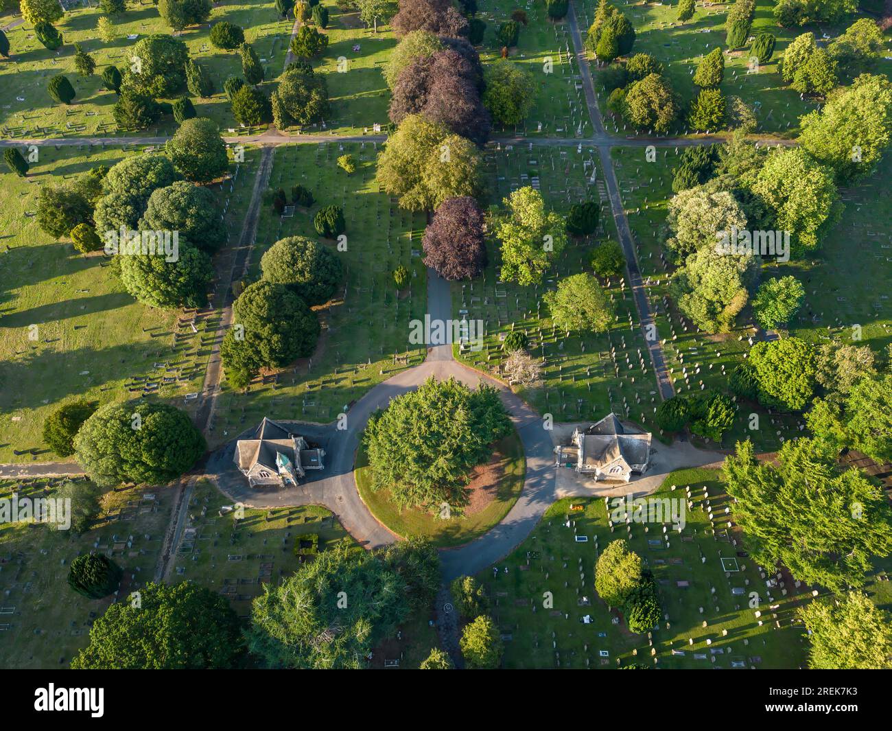 An aerial view of the 1st Cemetery in Ipswich, Suffolk, UK Stock Photo ...