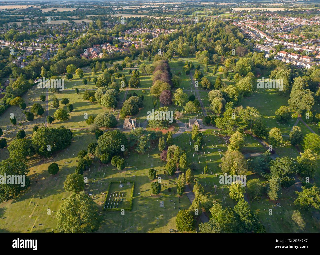 An aerial view of the 1st Cemetery in Ipswich, Suffolk, UK Stock Photo ...