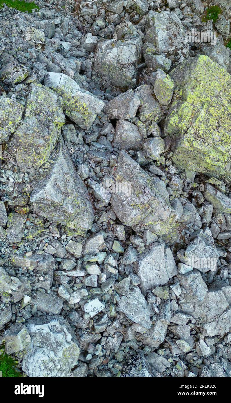 Rocky Boulder Field in the Canadian Mountain Landscape. Aerial Nature ...