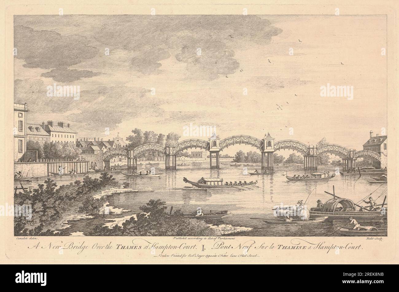 A New Bridge over the Thames at Hampton Court by James Hulett Stock ...