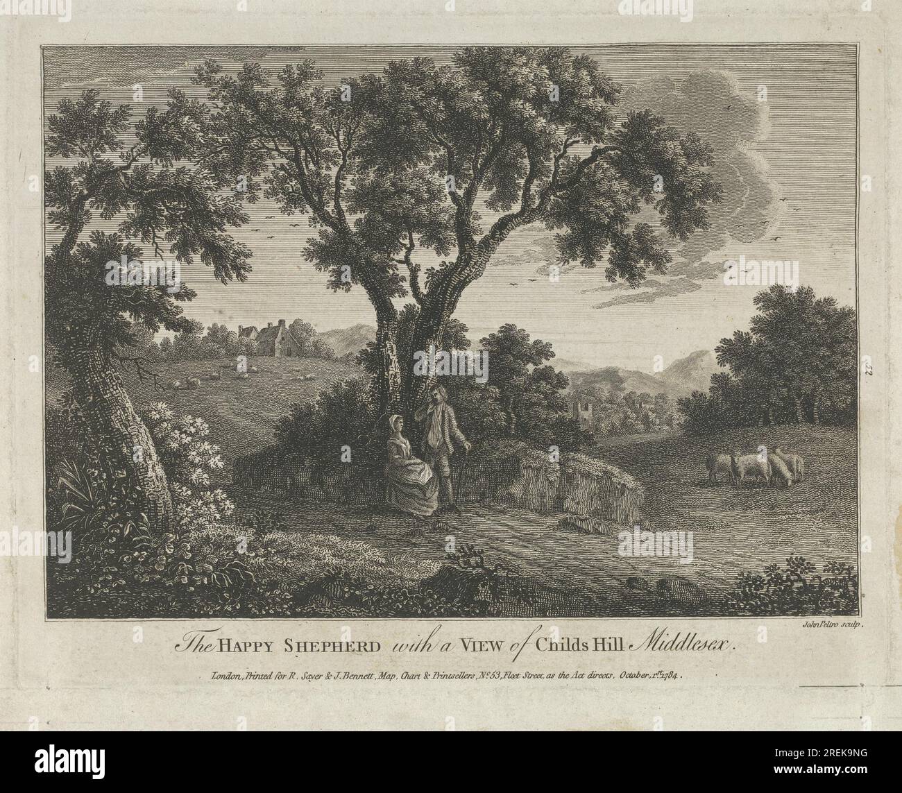 The Happy Shepherd with a View of Childs Hill, Middlesex 1784 by John ...