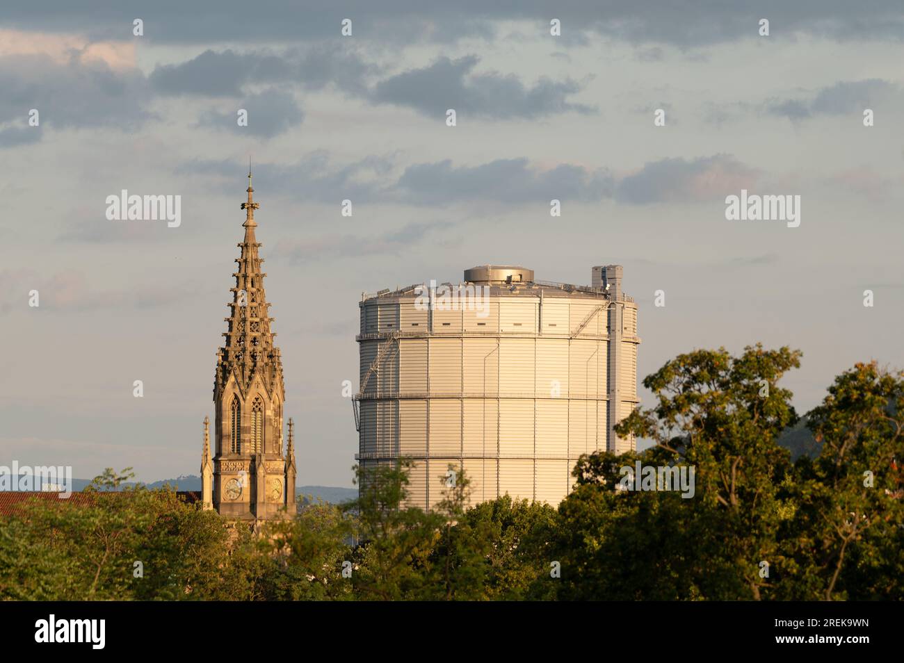 Bergerkirche and Gaswerk Stuttgart-Gaisburg Stock Photo - Alamy